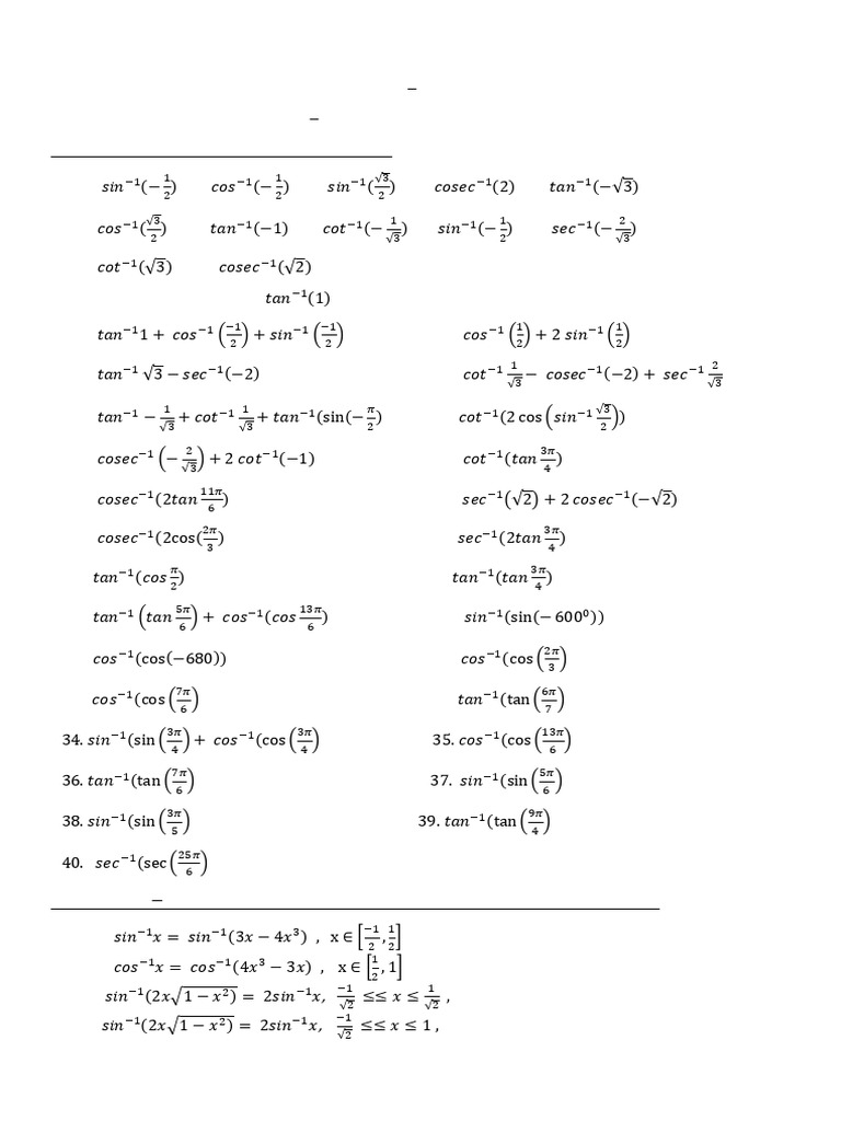 LN 2 Inverse Trigonometric Functions QB | PDF