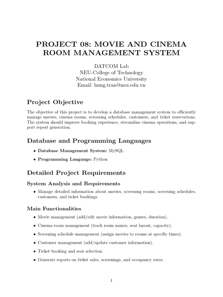 Project 08 Movie and Cinema | PDF | Databases | Relational Database