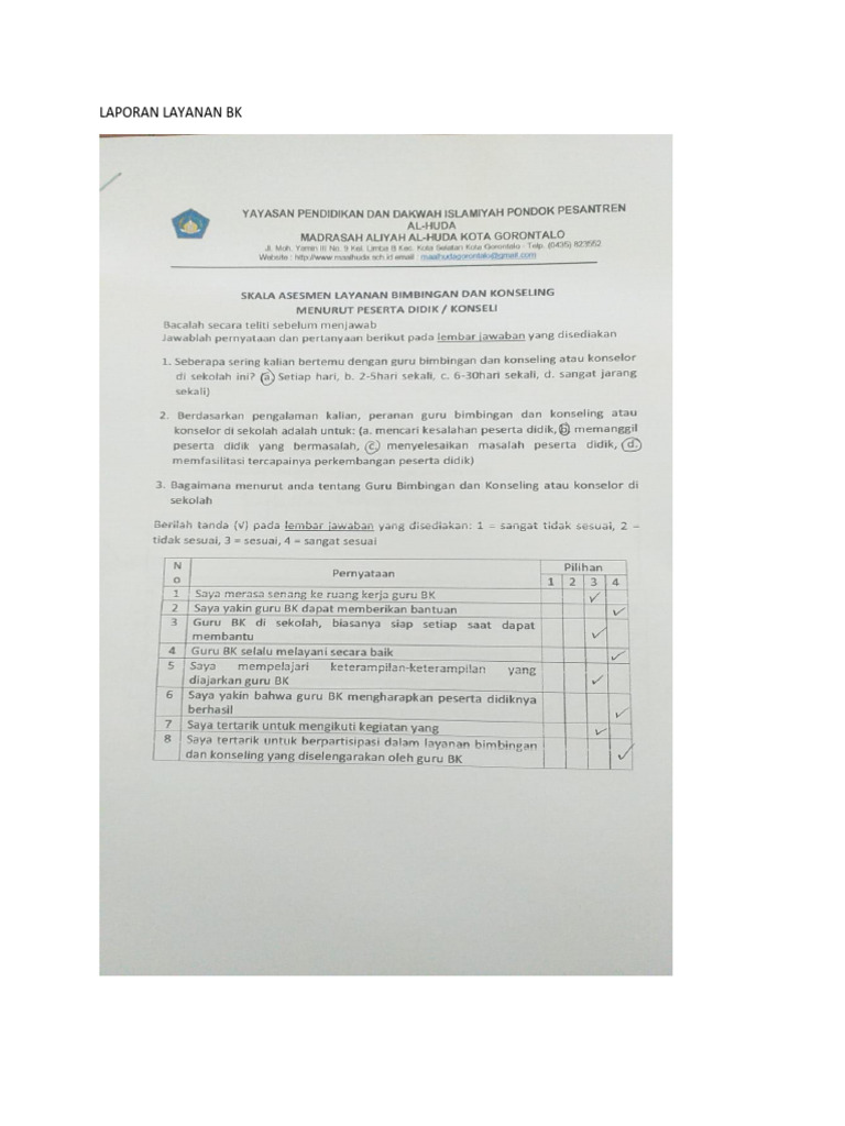 55-34 Dokumen Laporan Layanan BK Bidang Pengembangan Pribadi Sosial ...