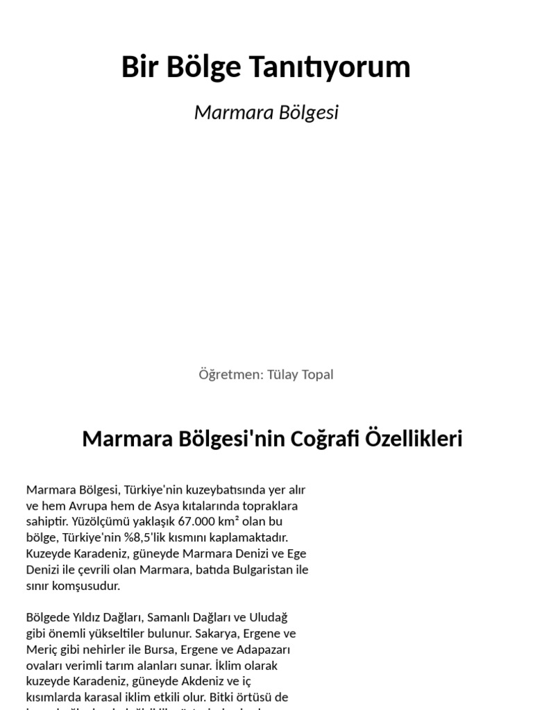 Marmara Bolgesi Guncel Sunum | PDF