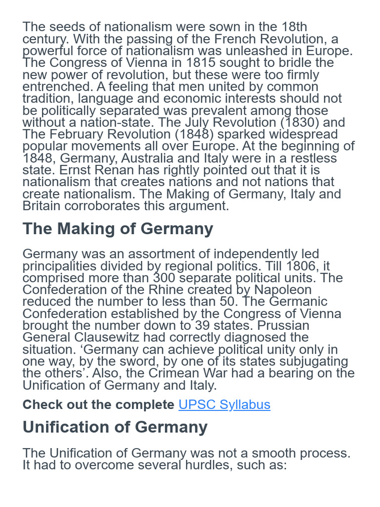 Unification of Germany and Italy Explained | PDF | Otto Von Bismarck ...
