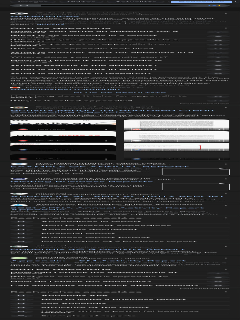 How Do We Start The Appendix of An Activity Report - Recherche Google | PDF