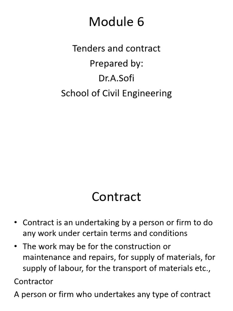 Civil Engineering Tender Contracts Guide | PDF | Cost | Prices