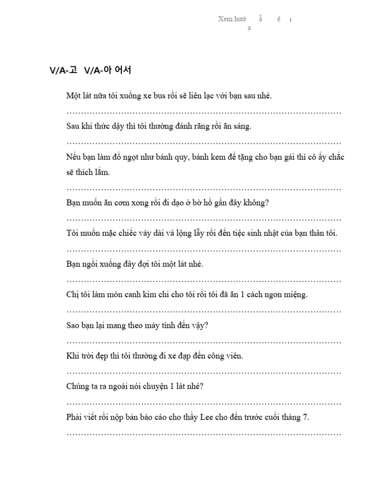 (BÀI 6) SC2 LUYỆN DỊCH VIỆT HÀN | PDF