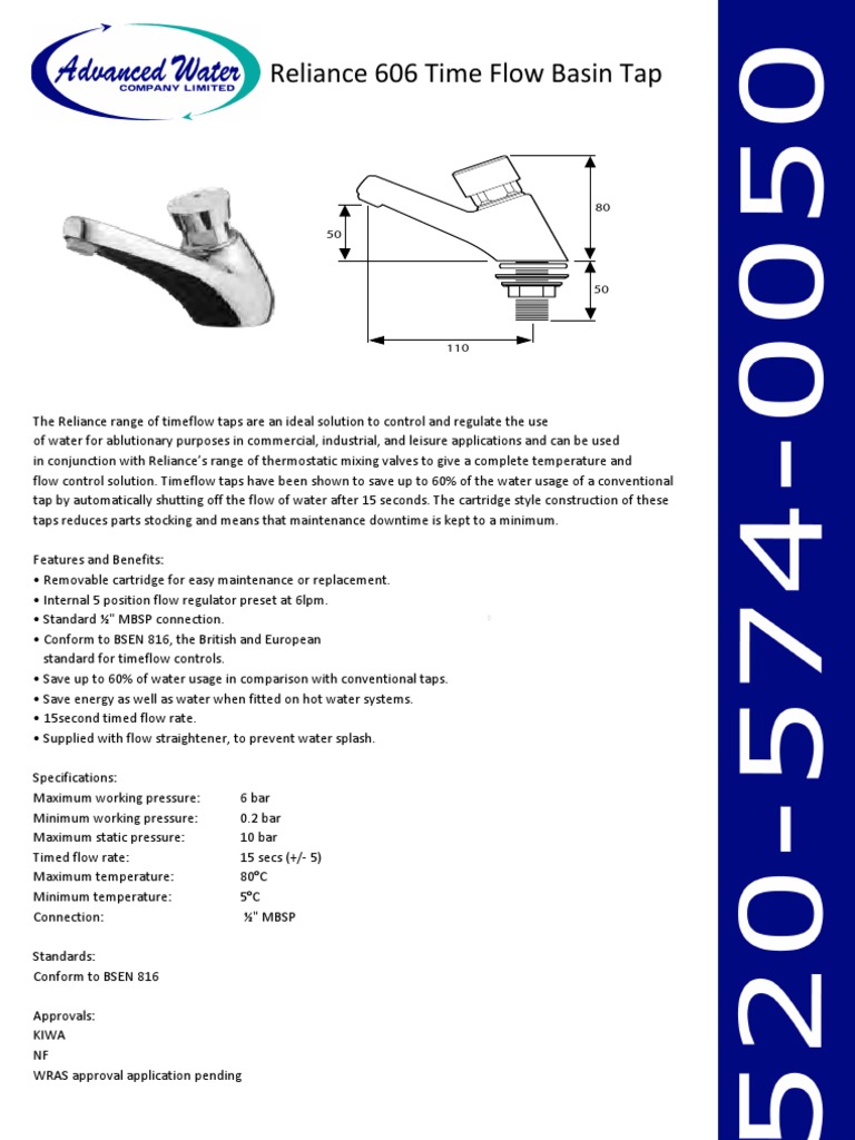 Water-Saving Timeflow Tap Guide | PDF