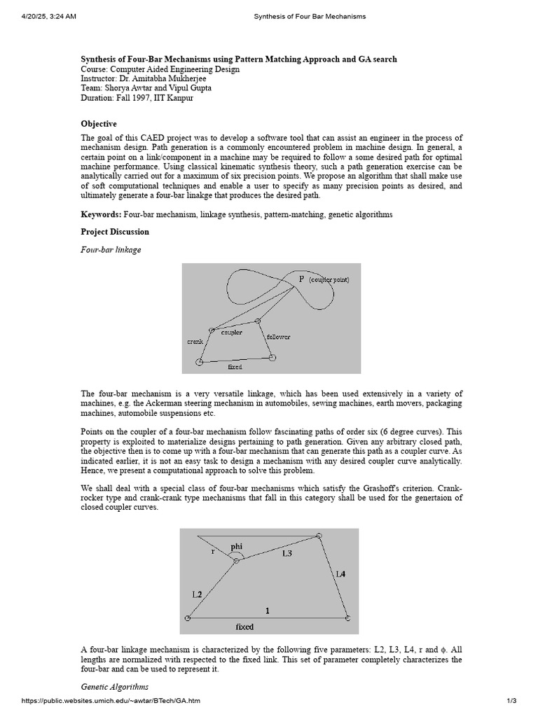 Synthesis of Four Bar Mechanisms | PDF | Curvature | Phenotype
