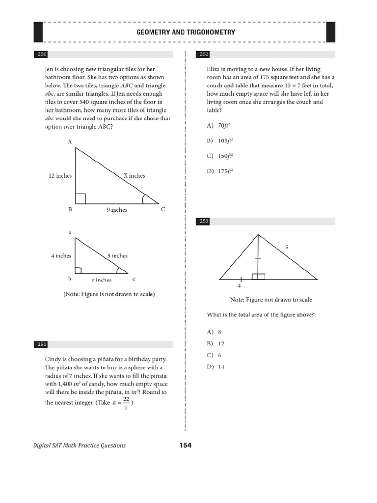 SAT Geometry and Trigonometry Practice | PDF | Triangle | Area