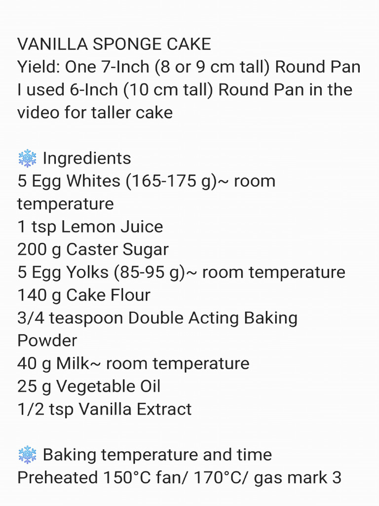 Vanilla Sponge Cake Whisking Method - 241222 - 215213 | PDF