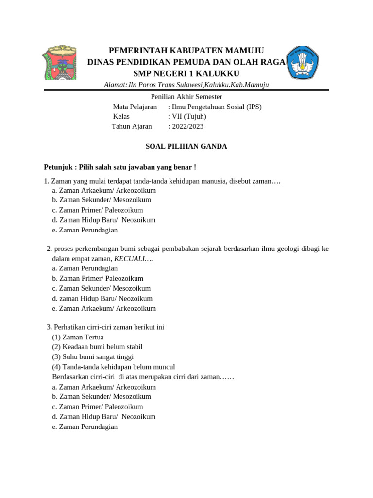 Pas Ips Kelas 7 | PDF