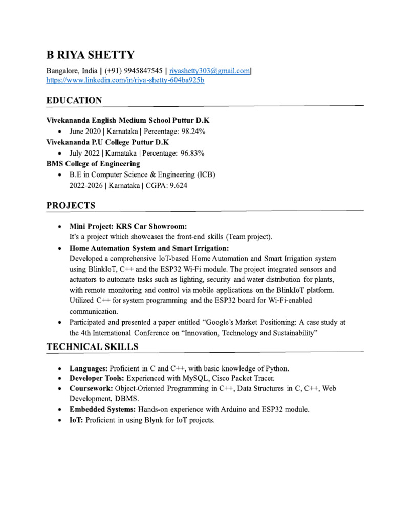 Fidelity Riya Resume | PDF