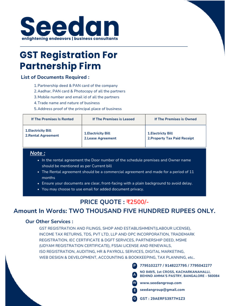 GST Registration For Partnership Firm | PDF