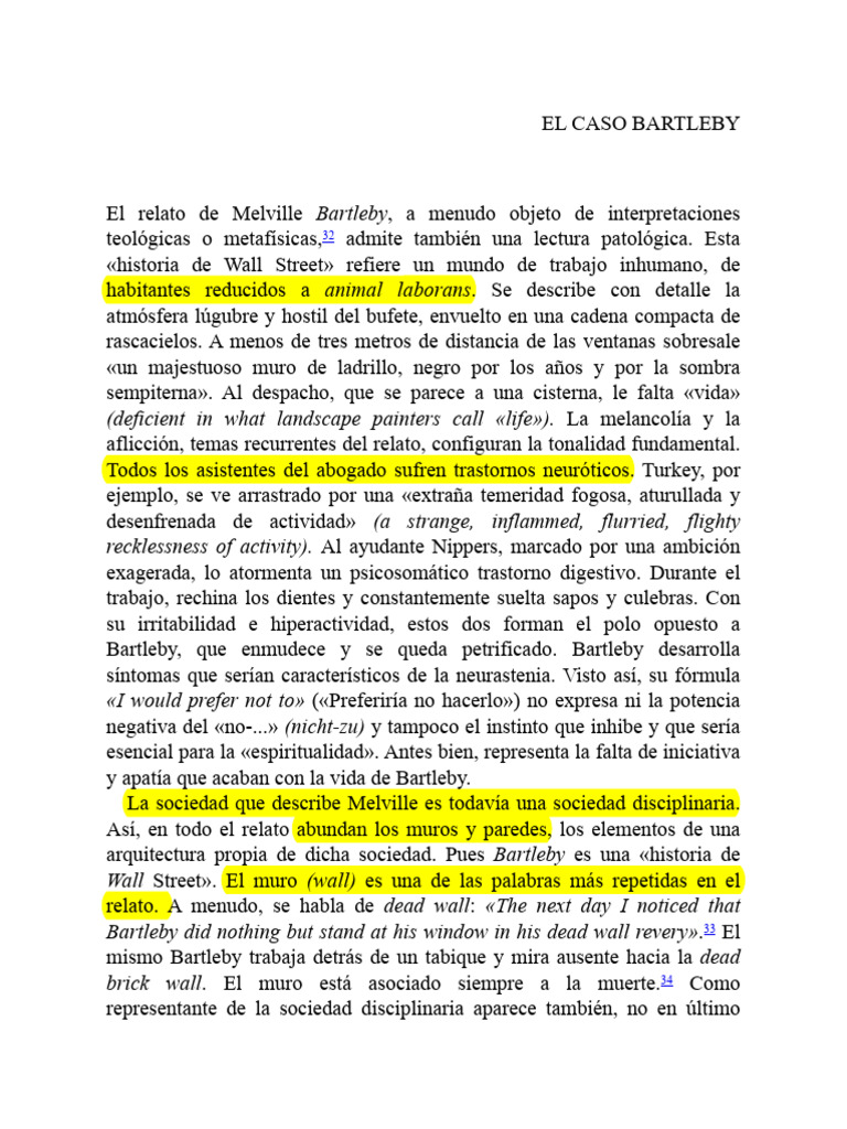 Bartleby: Agotamiento y Soledad | PDF