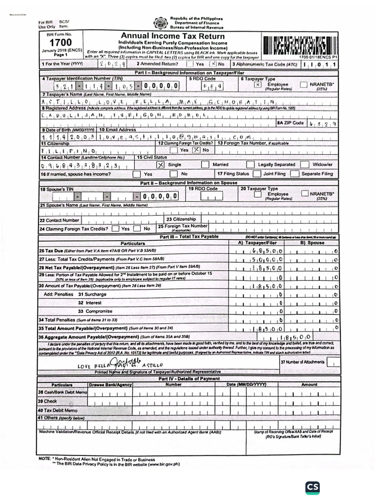 Bir Form 1700 | PDF