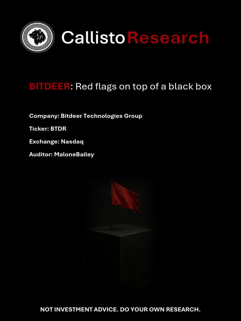 Callisto Research - BTDR - Bitdeer - Red Flags On Top of A Black Box ...
