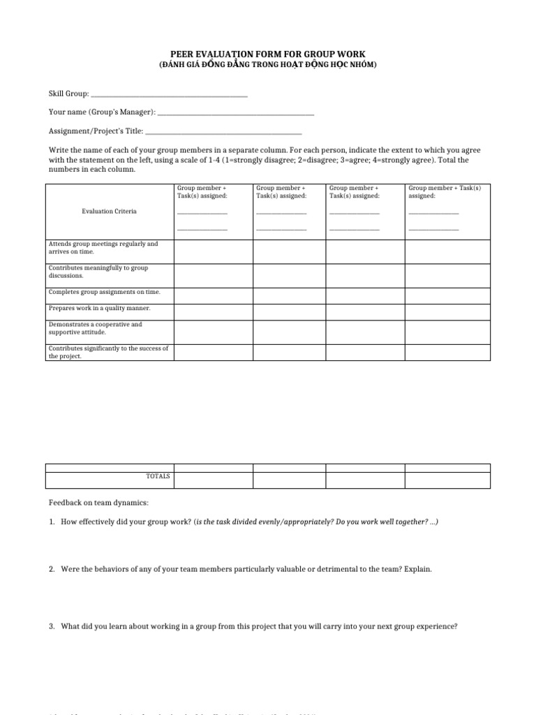 PeerEval GroupWork Form | PDF