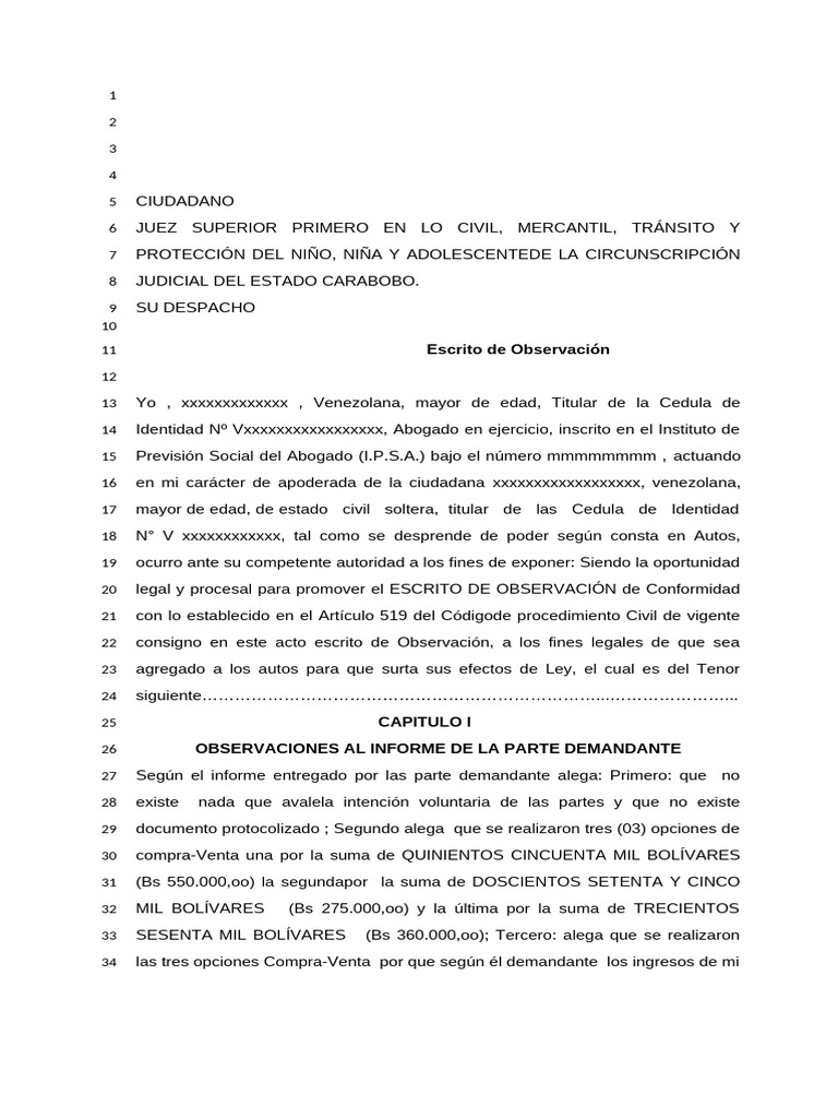 Observaciones a Informe Demandante | PDF