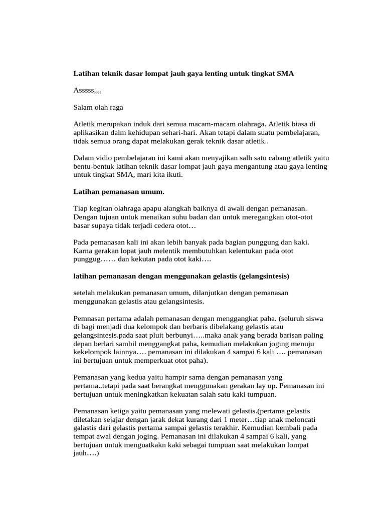 Latihan Lompat Jauh Gaya Lenting SMA | PDF