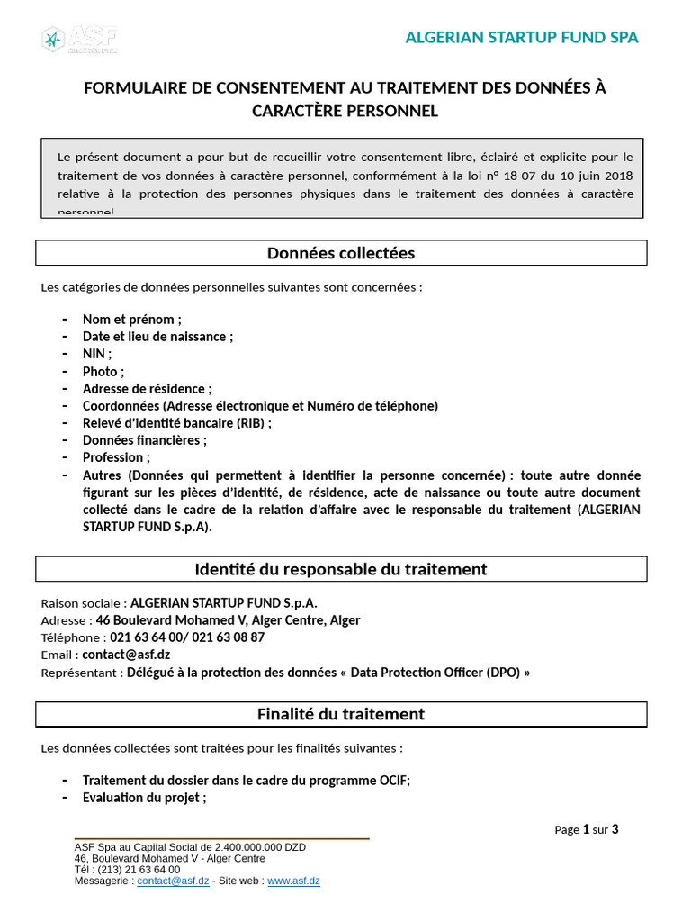 Formulaire de Consentement RGPD | PDF