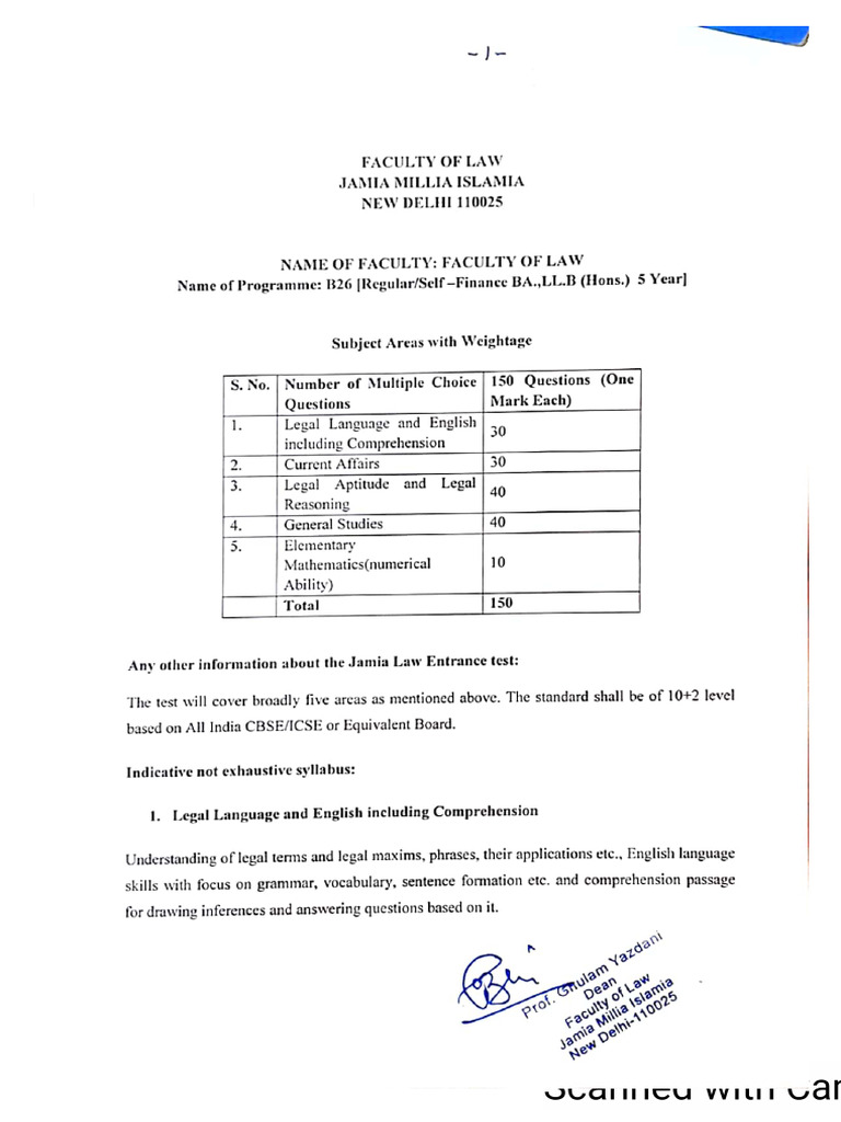 Syllabus B. A. LL. B | PDF