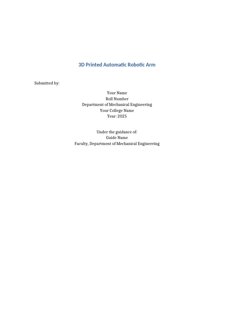 Motus 3D Printed Robotic Arm Report | PDF
