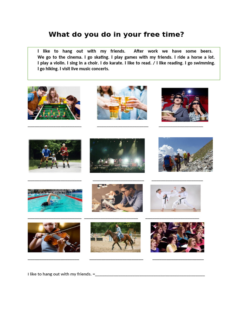 Free Time Activities and Hobbies | PDF