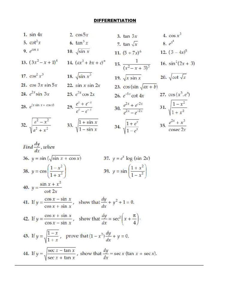 Differentiation | PDF