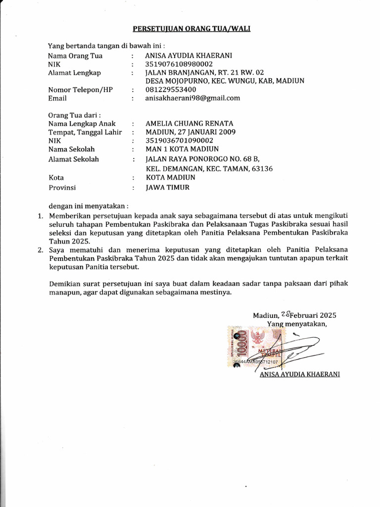 Surat Ijin Ortu | PDF