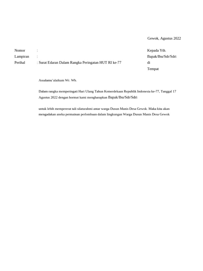 Surat Edaran 17 Agustus 2022 | PDF