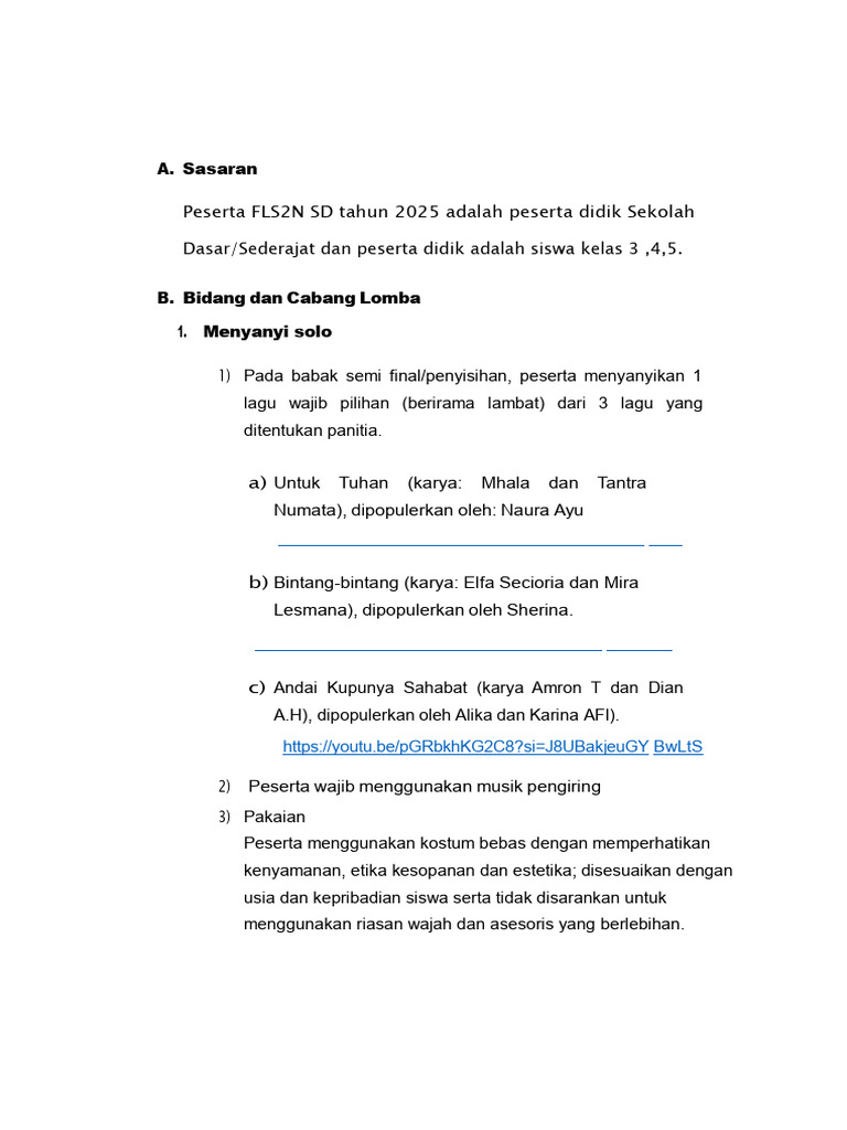 Panduan Lomba FLS2N SD 2025 | PDF