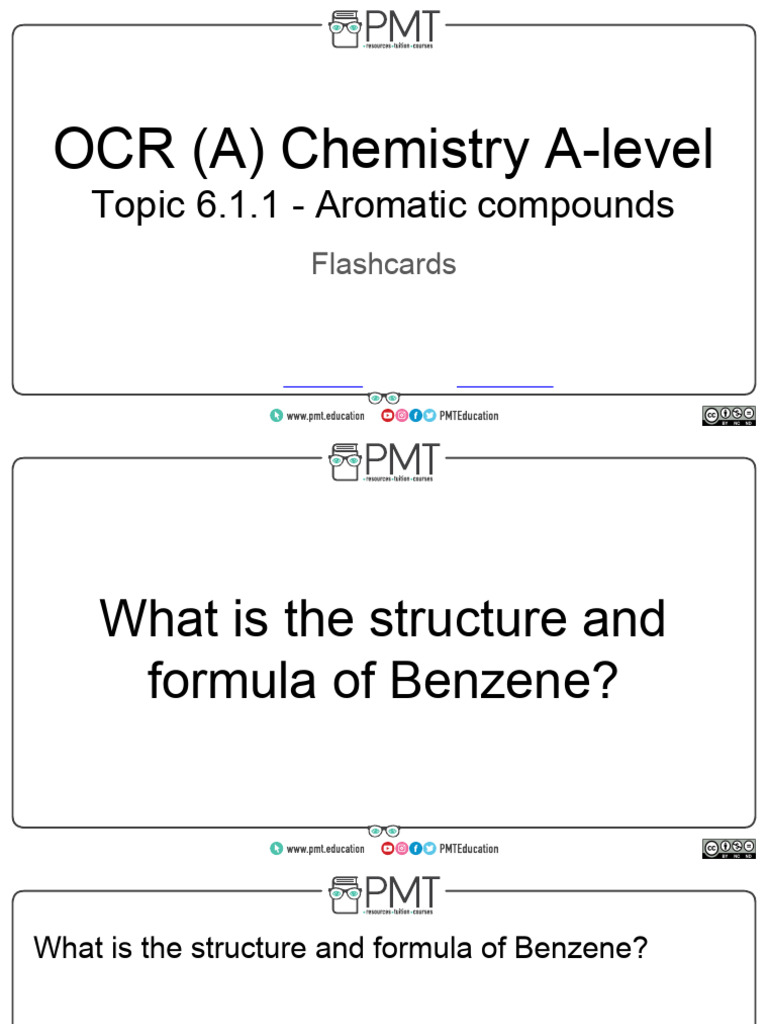 Flashcards - Topic 6.1.1 Aromatic Compounds - OCR (A) Chemistry A-Level | PDF | Benzene ...