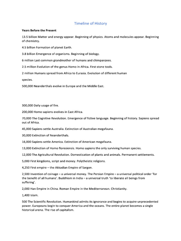 Timeline of The History | PDF