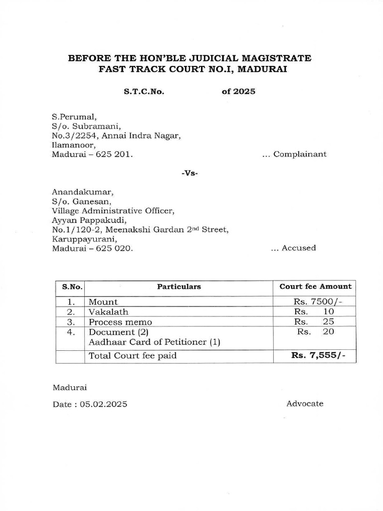Court Fee Calculation for 2025 Case | PDF