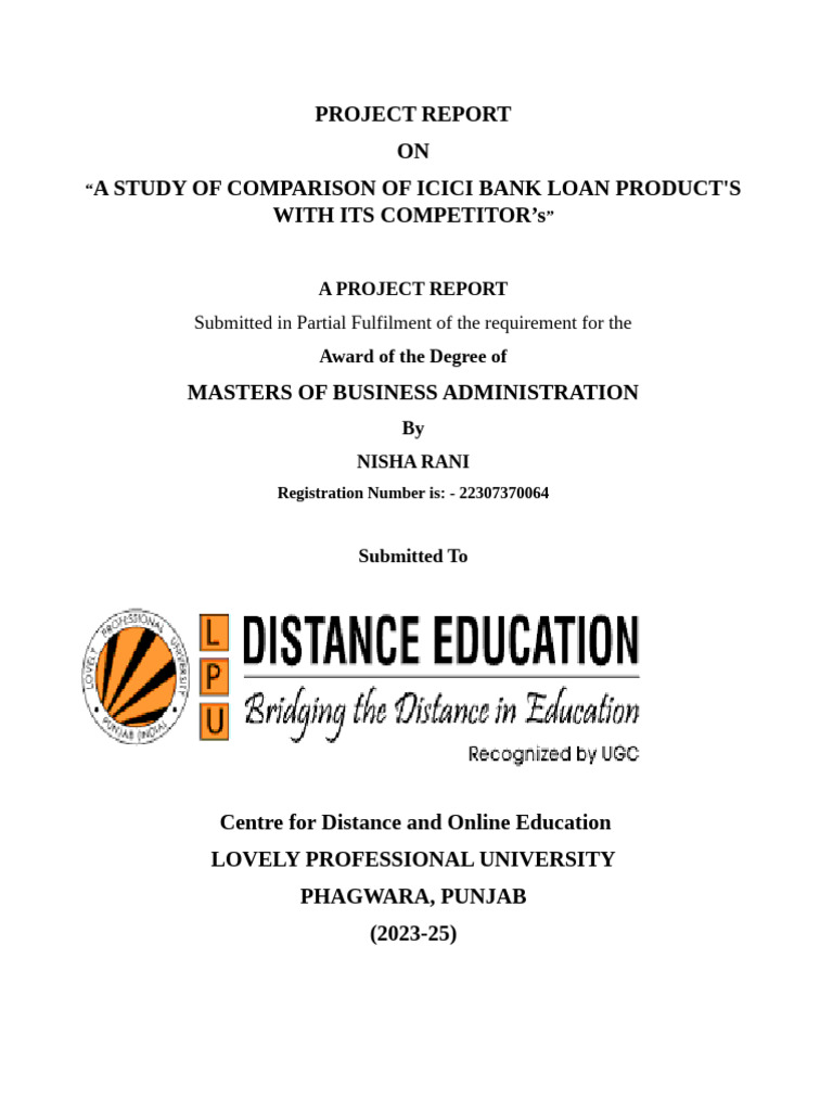 Project Mba For Nisha | PDF | Banks | Survey Methodology