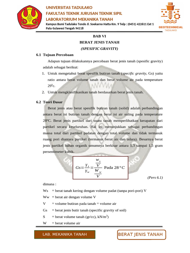 6 Berat Jenis Tanah | PDF