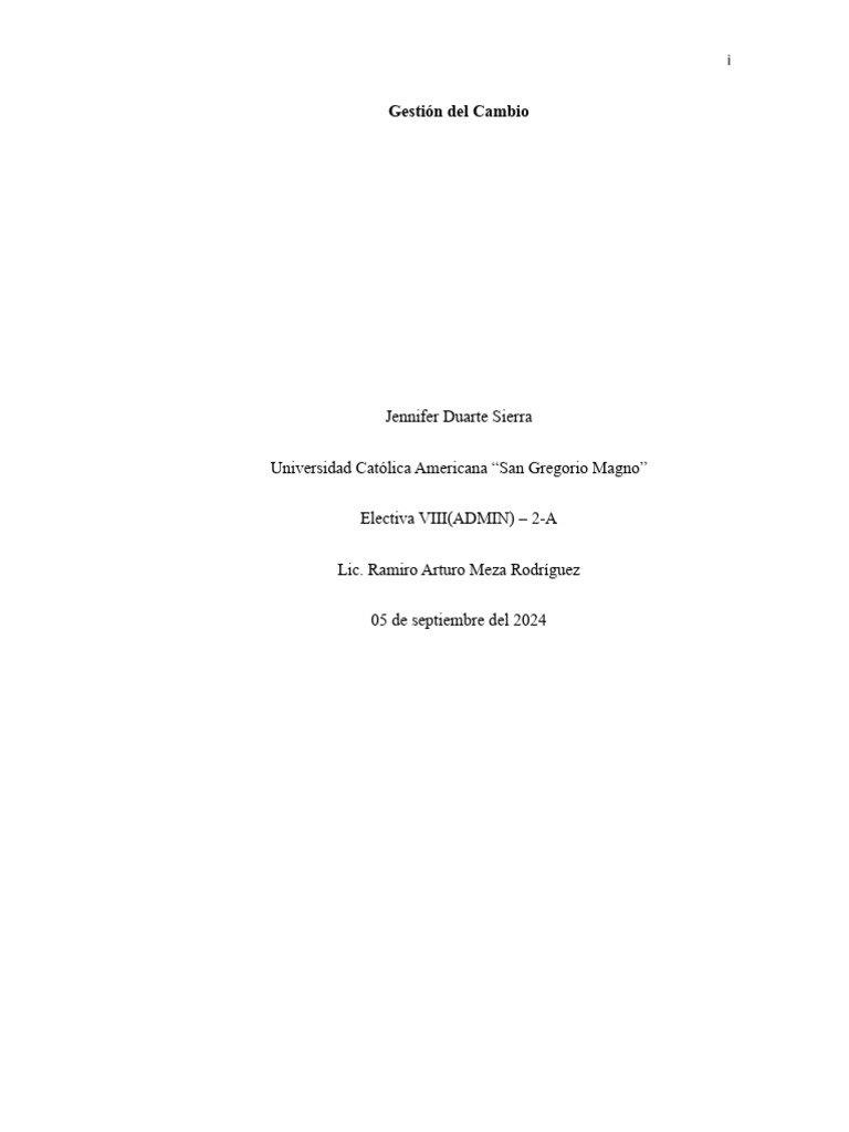Gestion Del Cambio - Jennifer Duarte | PDF | Sustentabilidad | Business