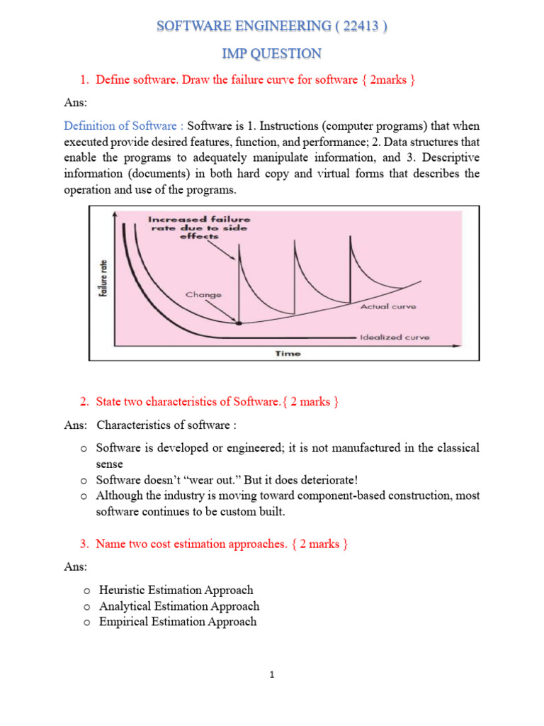 Software Engineering Imp Questions | PDF | Risk | Software