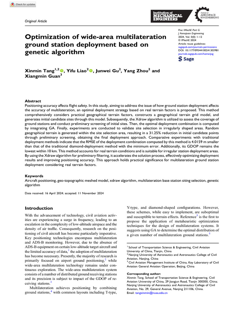 Tang Et Al 2024 Optimization of Wide Area Multilateration Ground Station Deployment Based On ...