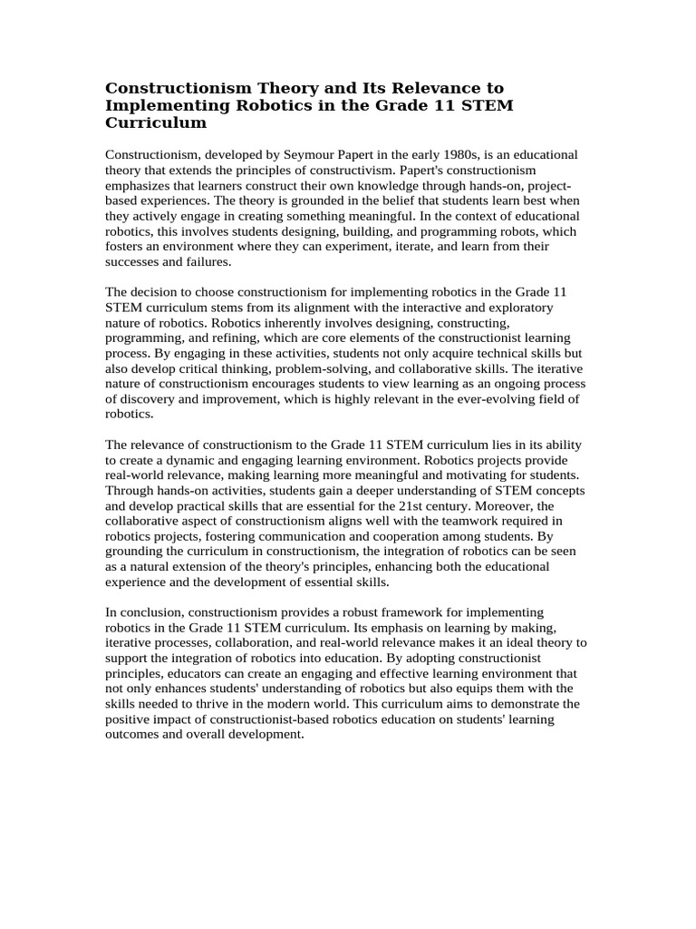 Constructionism Theory and Its Relevance To Implem | PDF | Learning ...
