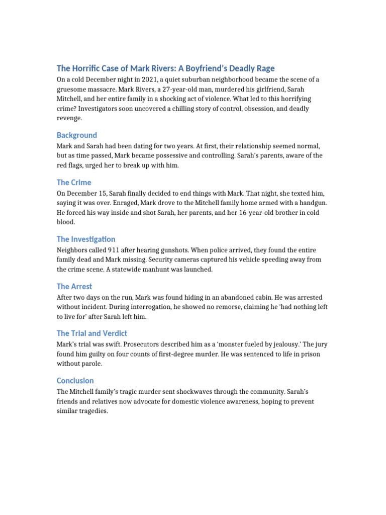 Mark Rivers True Crime Story | PDF