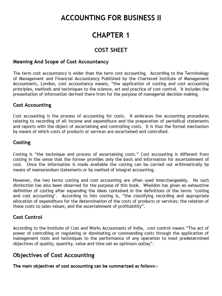 Understanding Cost Accountancy Basics | PDF | Cost Of Goods Sold | Cost ...