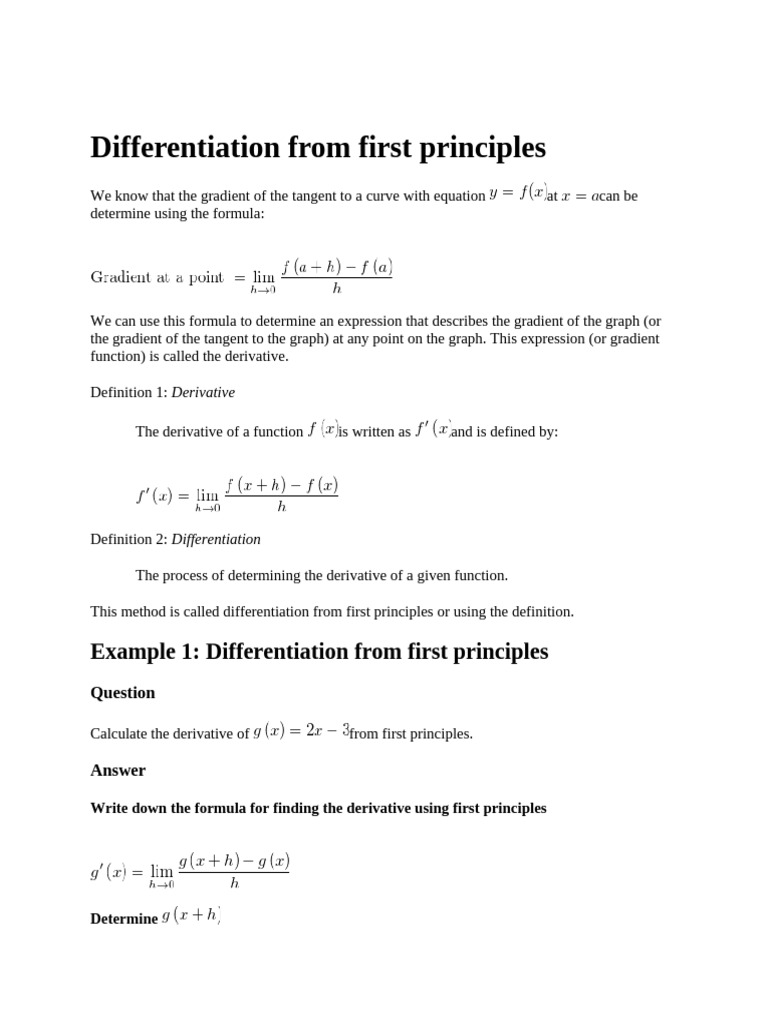 Diff From FST Principles | PDF | Derivative | Gradient