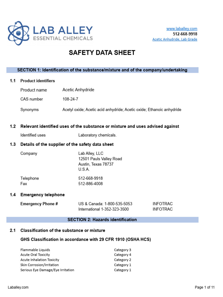 Details Acetic-Anhydride | PDF | Dangerous Goods | Toxicity