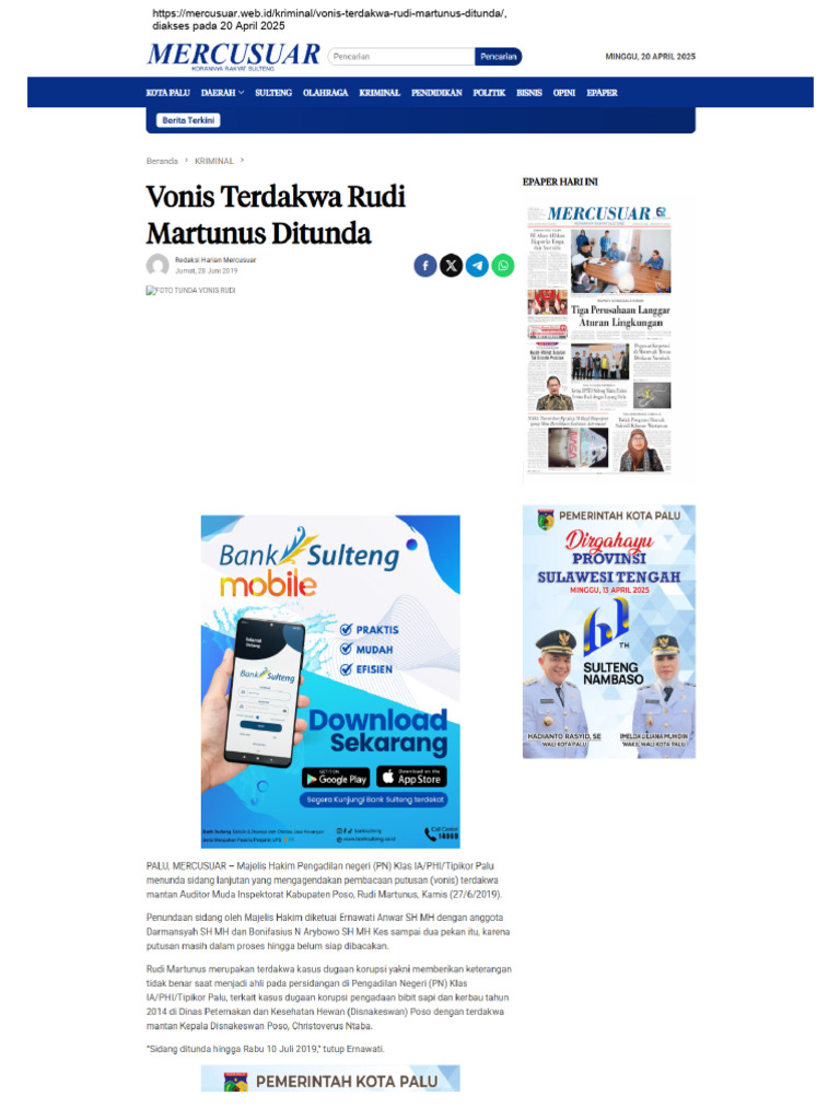 Kliping Berita (3) Rudi Martunus Auditor Muda Inspektorat Kab Poso ...