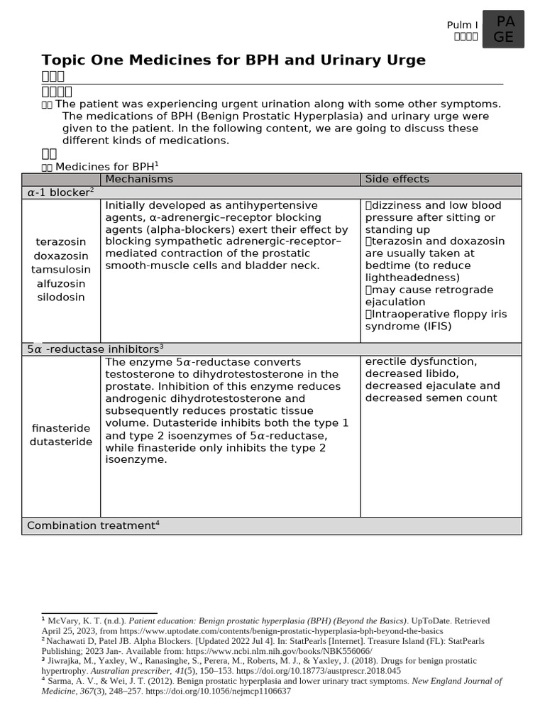 Drugs For BPH and Urinary Urge | PDF | Medical Specialties | Clinical ...