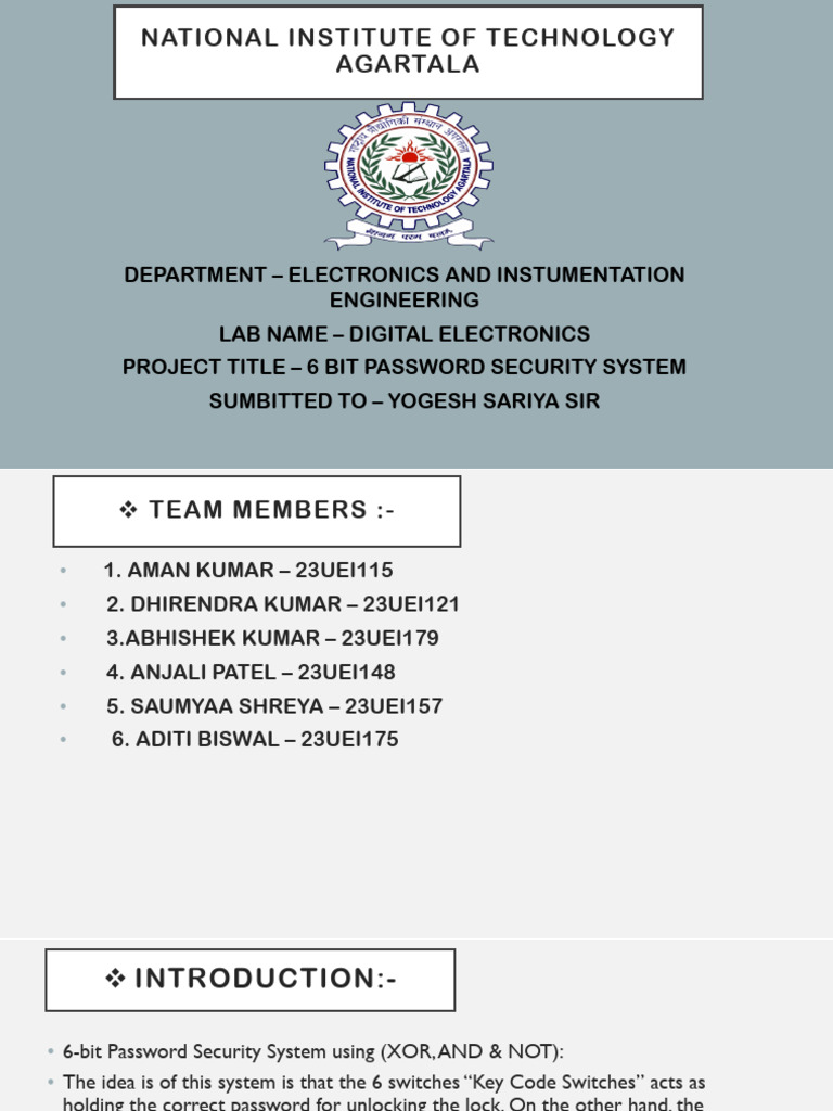 6bit password security system3 | PDF | Logic Gate | Electronic Circuits