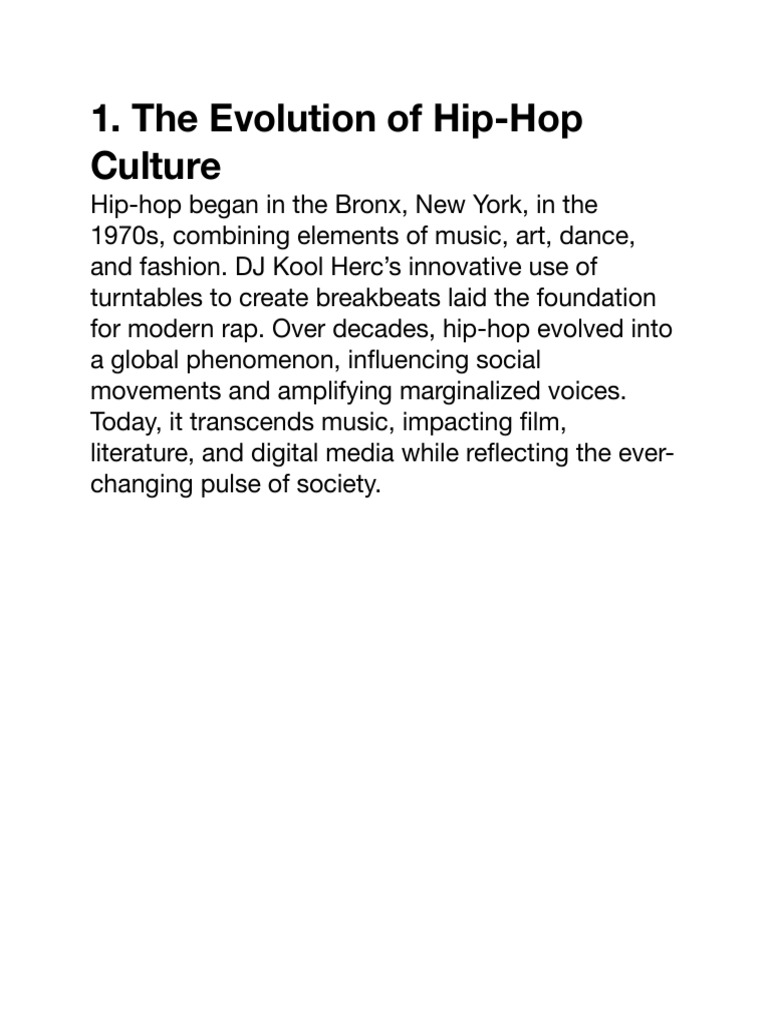 The Evolution of Hip-Hop Culture | PDF
