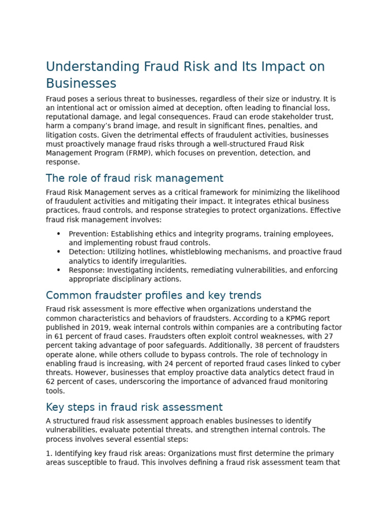 Understanding Fraud Risk and Its Impact On Businesses | PDF | Internal ...