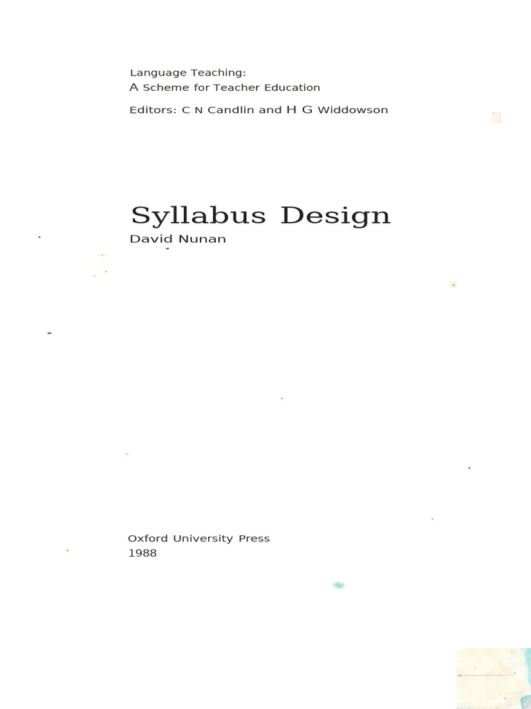 Syllabus Design by David Nunan | PDF | Academia | Universities And Colleges