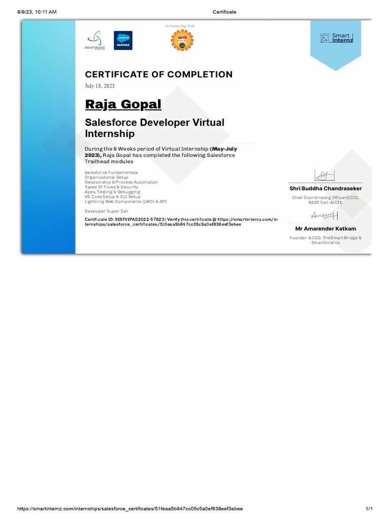 Salesforce Dev - Certificate | PDF