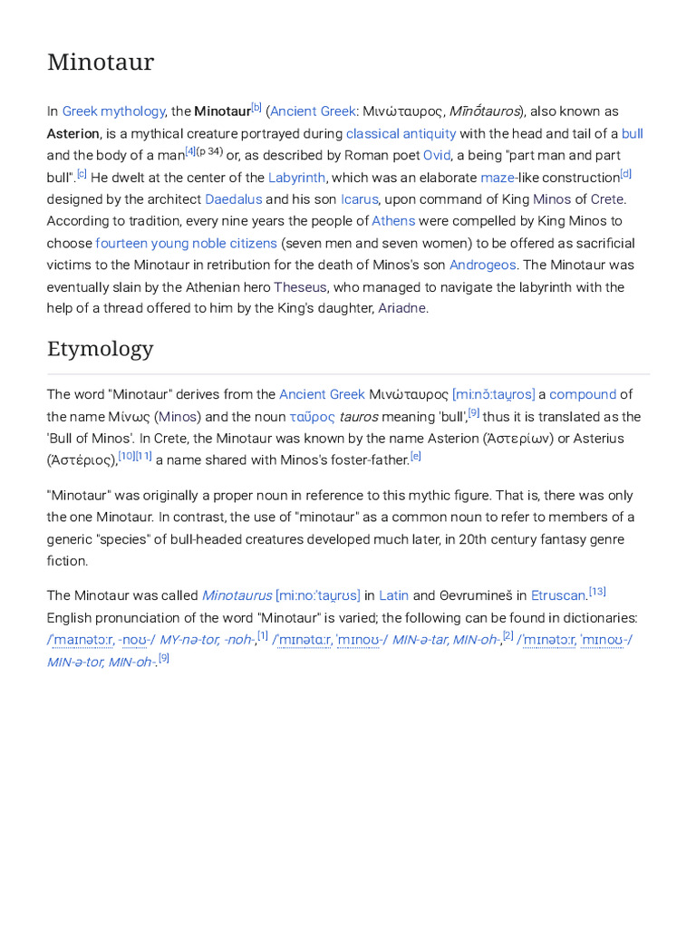 Minotaur - Wikipedia | PDF | Minotaur